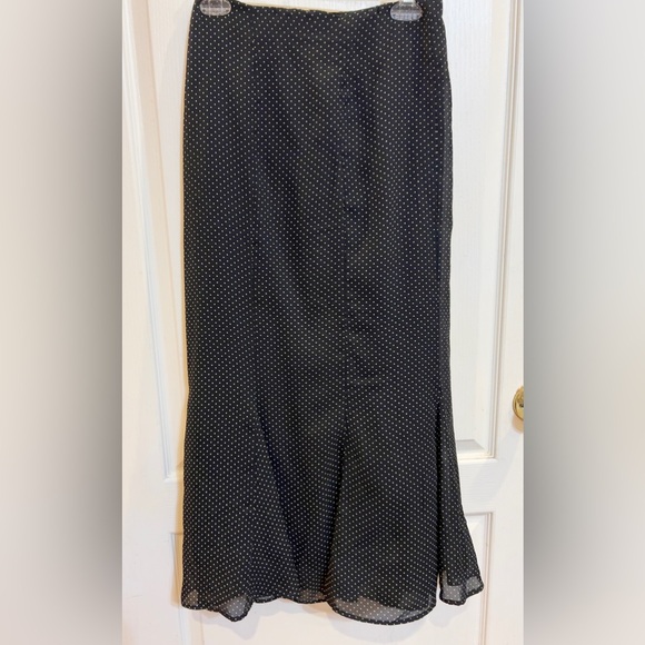 Cato | Skirts | Cato Black White Sheer Polka Dot Maxi Flared Skirt ...